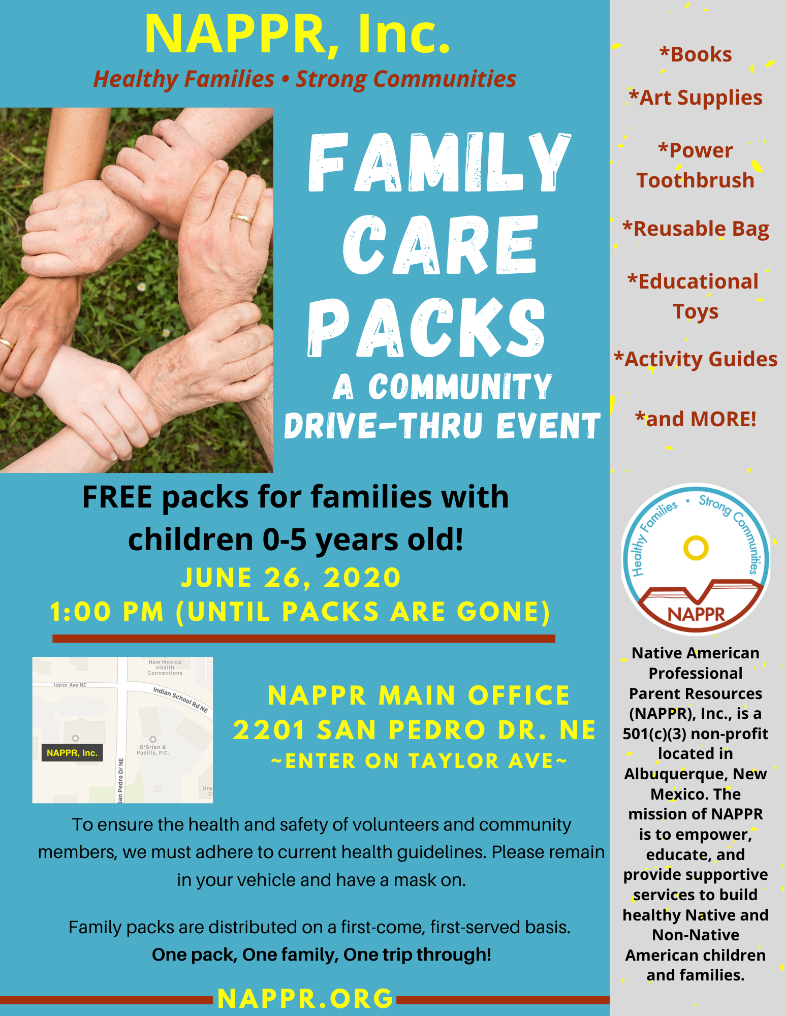 NAPPR, Inc. Community Drive-Thru Event: 400 Family Care Packs for NM ...